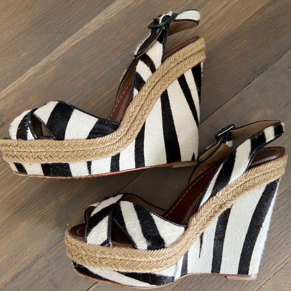Christian Louboutin Zebra Wedge Sandals - Gem